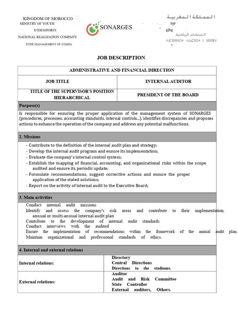 Internal Auditor Job Description | PDF | Internal Audit | Audit