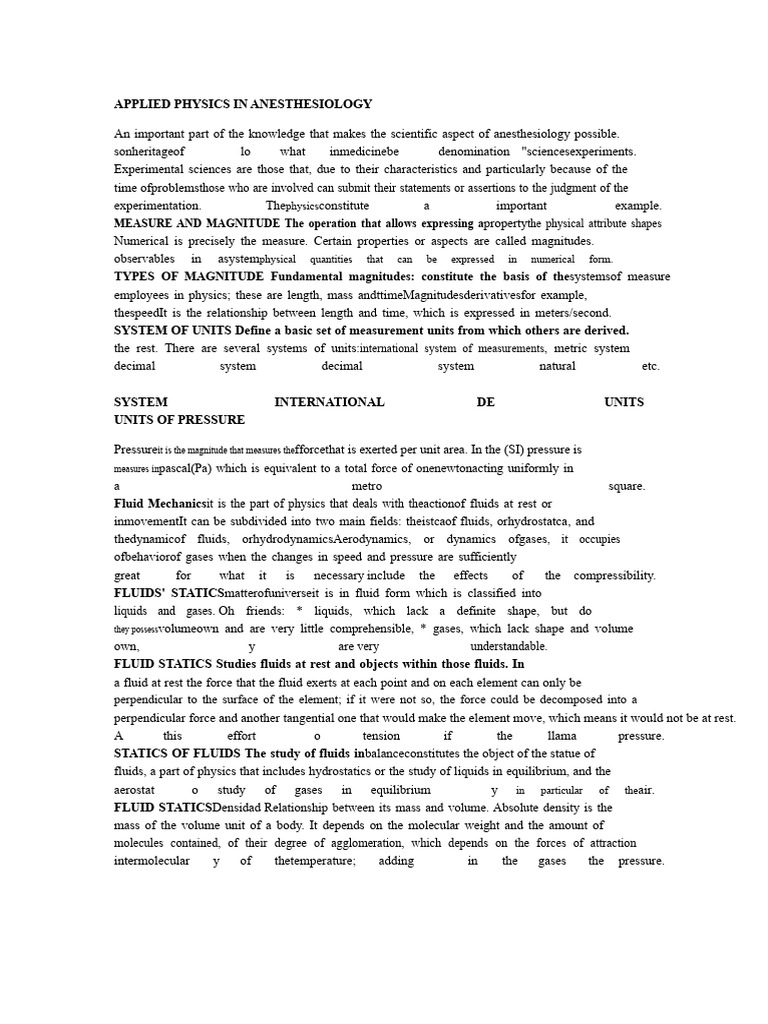 Physics Applications in Anesthesiology | PDF | Gases | Fluid Dynamics