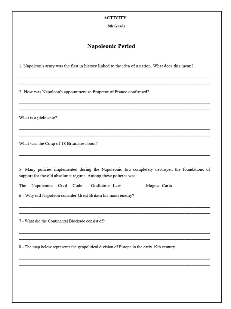 NAPOLEONIC ERA ACTIVITY | PDF
