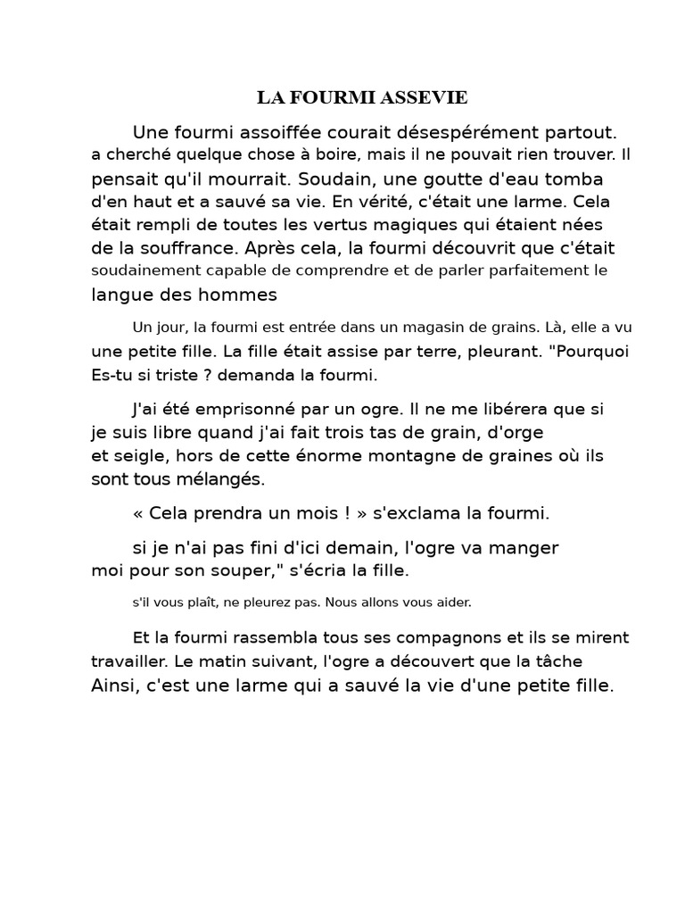 La fourmi et la larme salvatrice | PDF