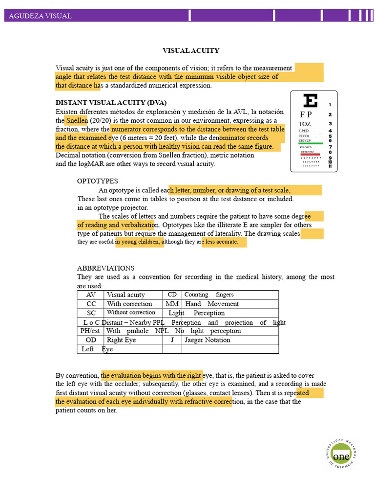 1. Visual Acuity | PDF | Visual Acuity | Vision