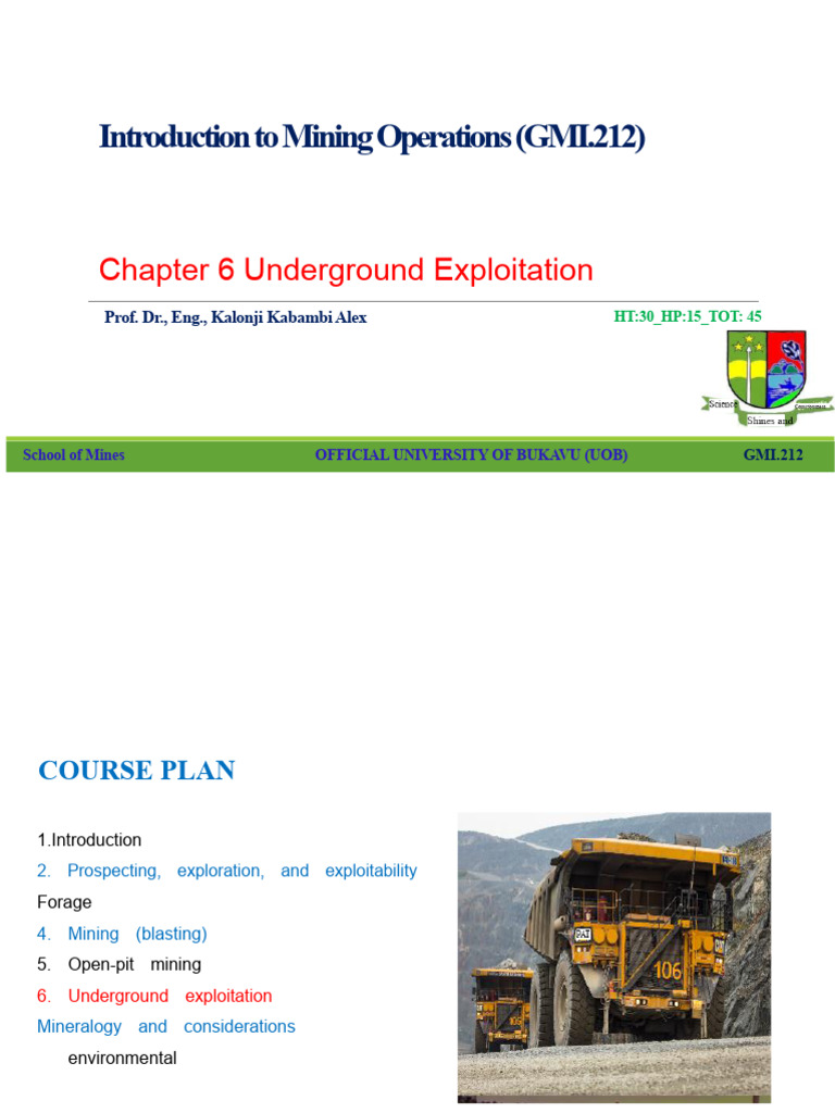 Course 6. Underground exploitation | PDF | Mining | Ore
