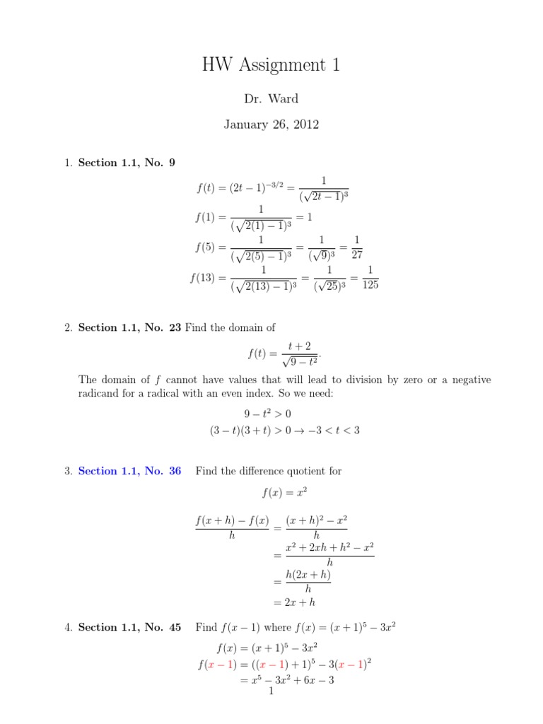 Assignment 01 (Calculus) | Analysis | Mathematical Concepts | Free 30 ...