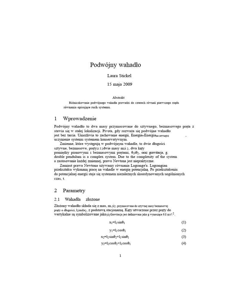 Double Pendulum PDF | PDF