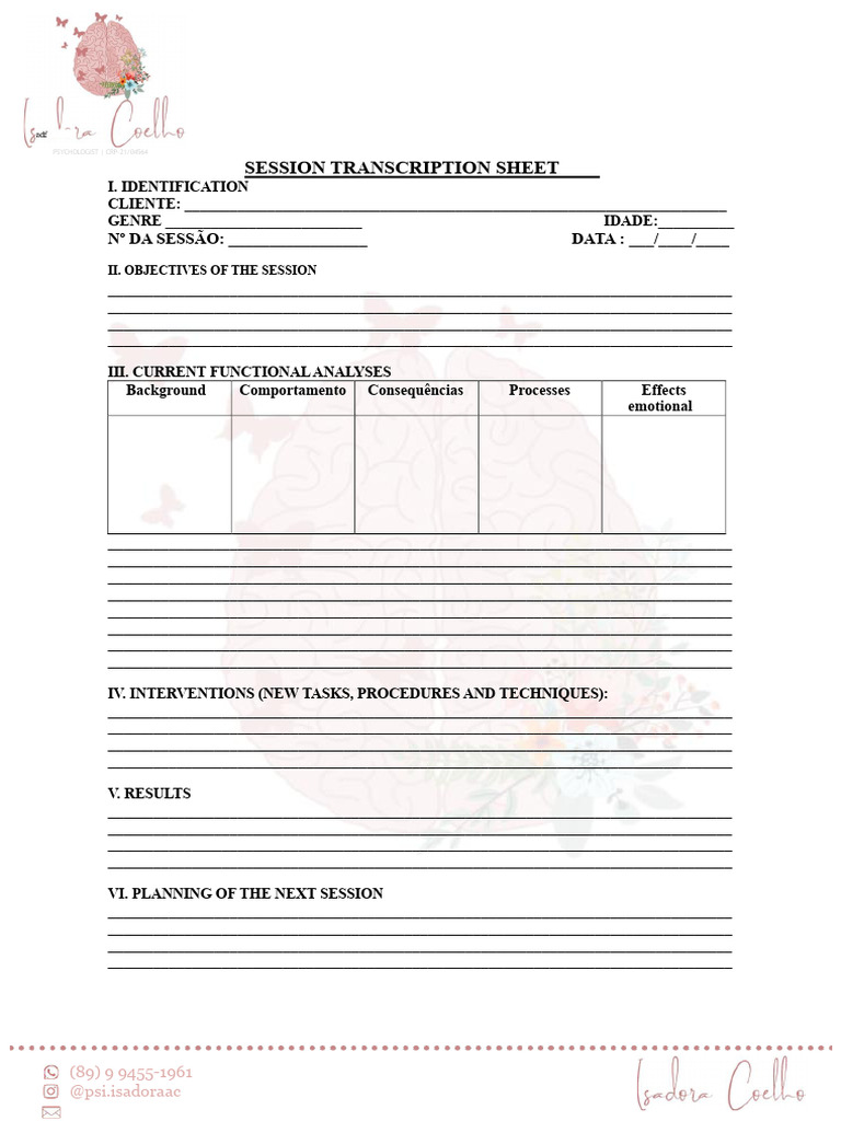 Session Transcript Form | PDF | Psychology | Behavioural Sciences