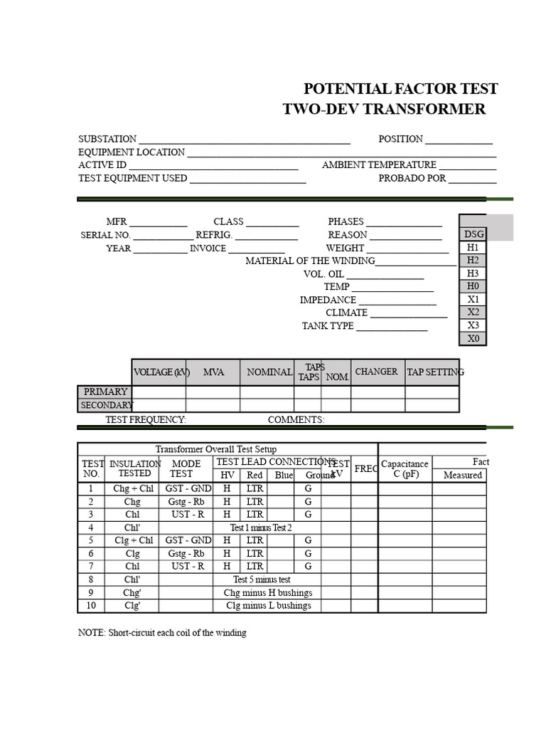 Power Factor Test Template | PDF | Transformer | Manufactured Goods