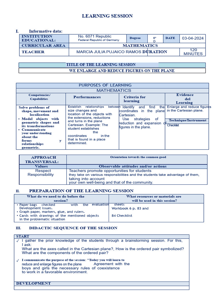 session math we expand and reduce figures on the Cartesian plane | PDF ...