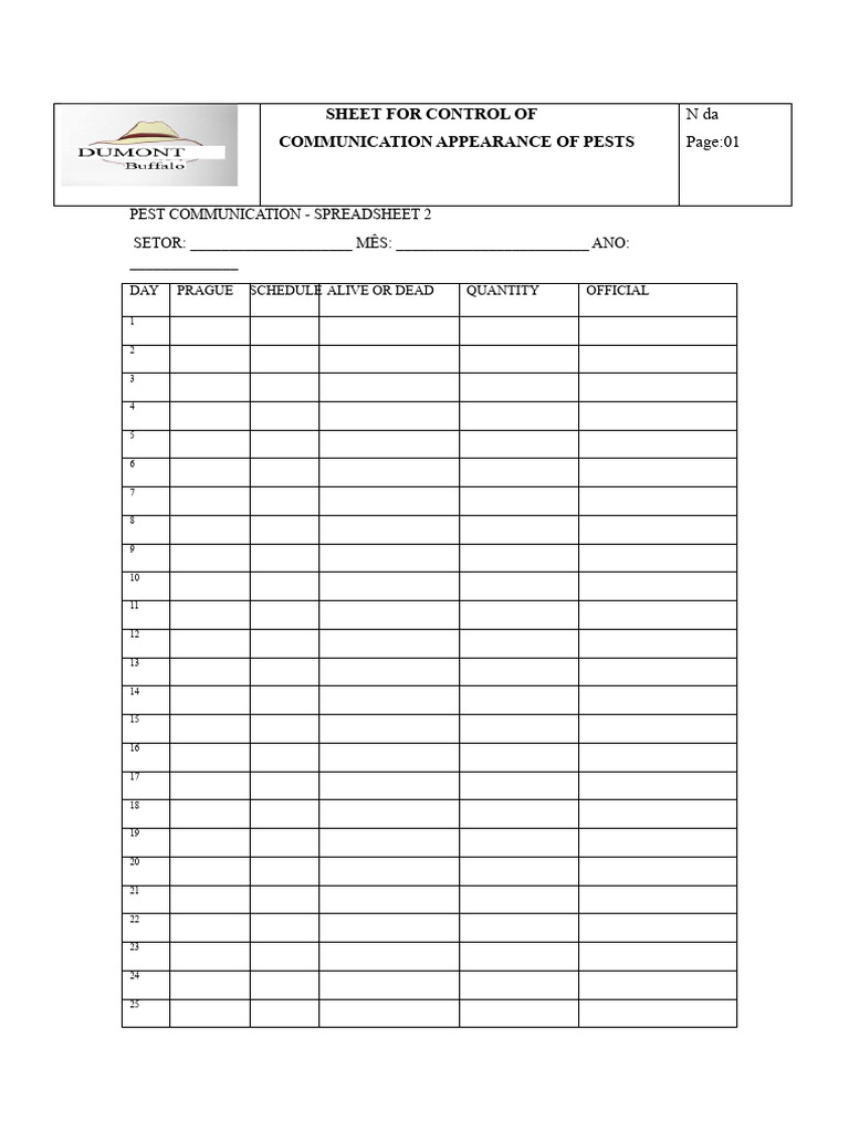 Pest Communication Control Spreadsheet | PDF