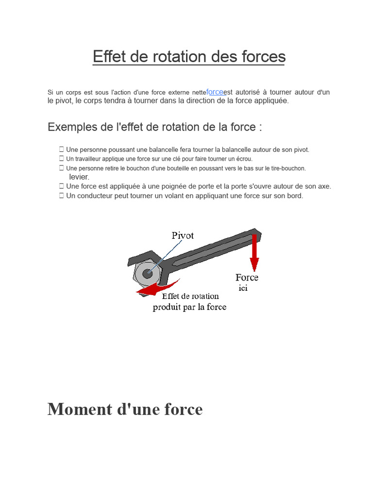 Effet de rotation et équilibre des forces | PDF | Moment d'une force ...