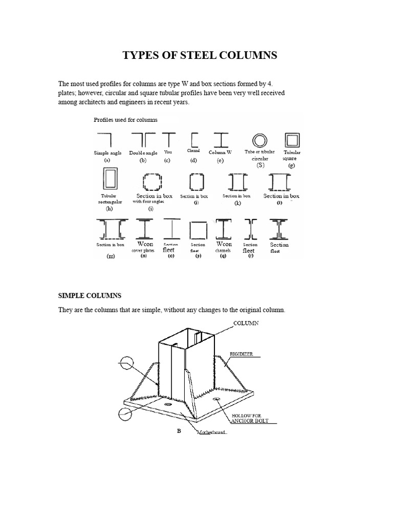Types of Steel Columns | PDF