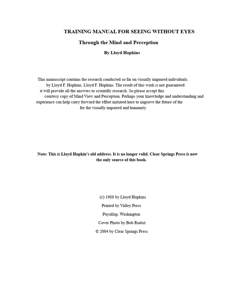 Training Manual for Mental Vision | PDF | Mind | Idea