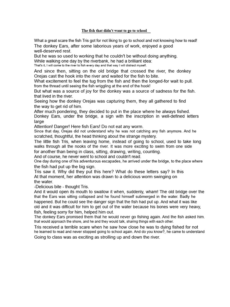 The Fish That Did Not Want to Go to School | PDF