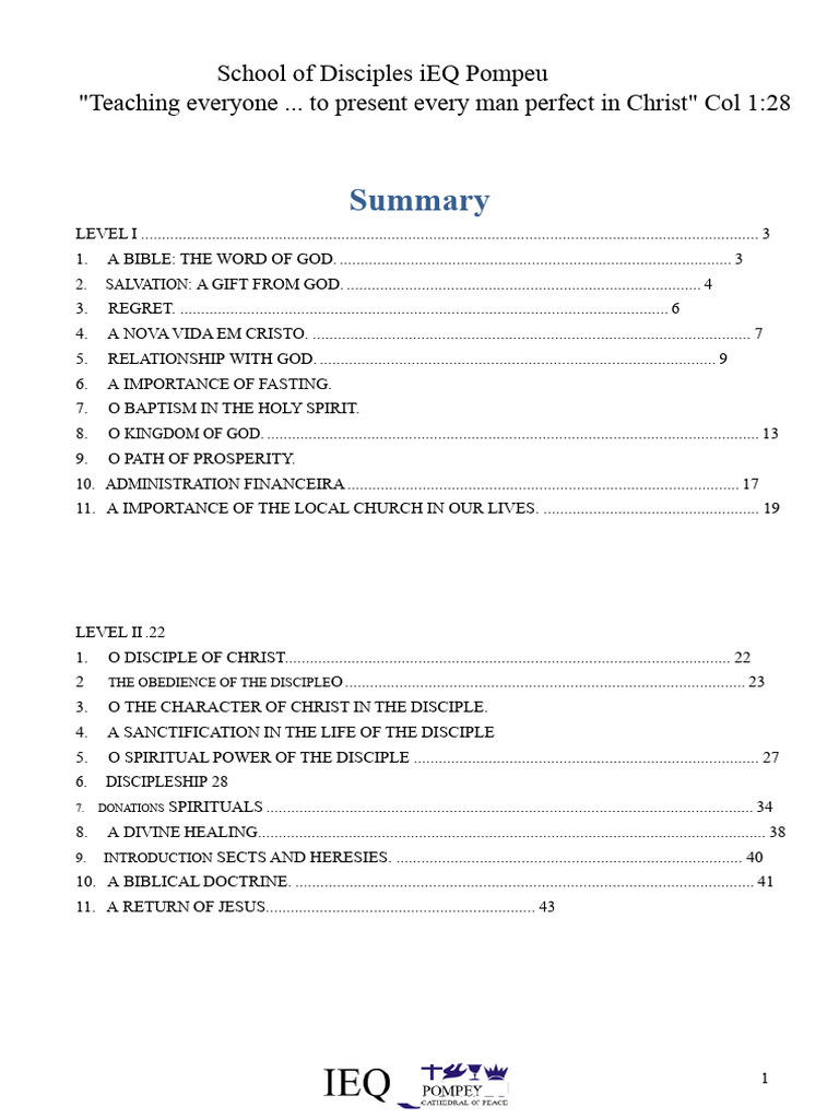 Discipleship Training Curriculum Overview | PDF | Jesus | Disciple ...