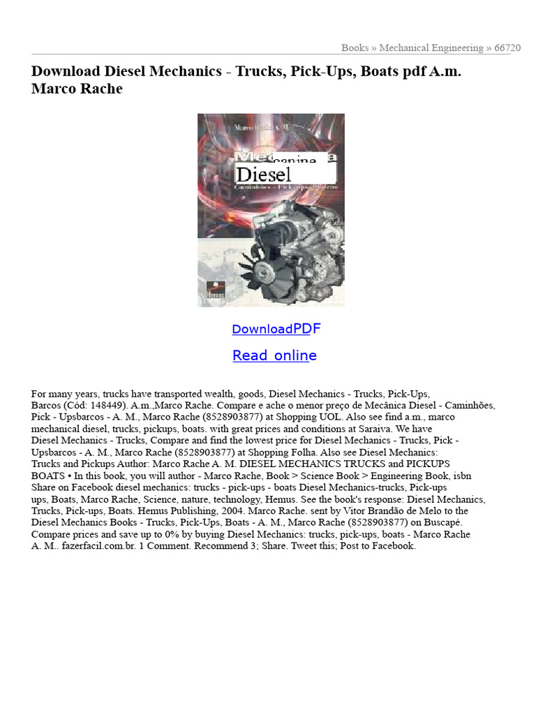 Mechanics Diesel Trucks Pick Ups Boats PDF | PDF