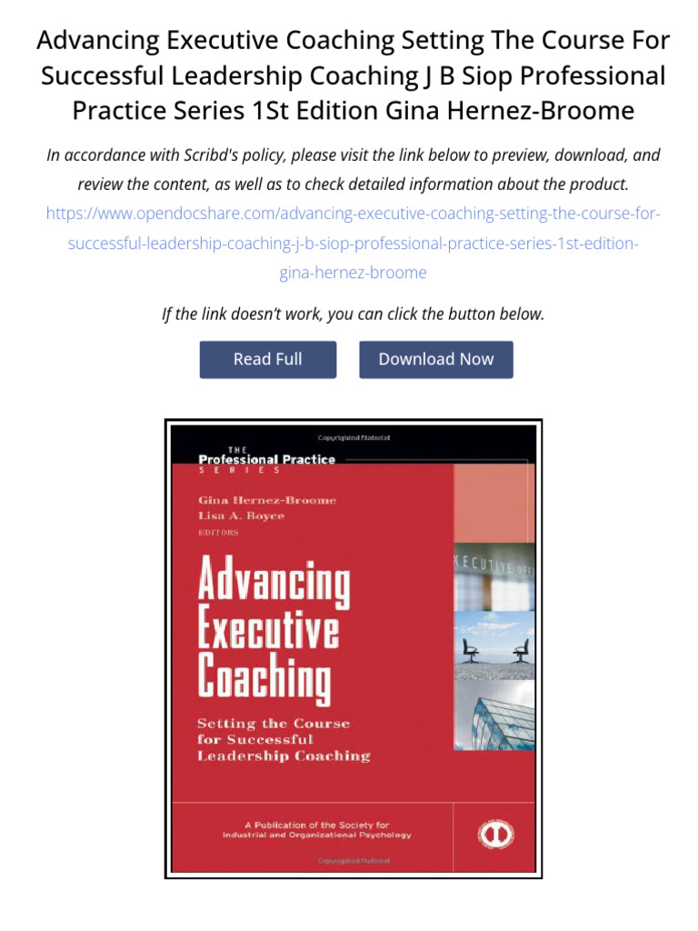 Advancing Executive Coaching Setting the Course for Successful ...