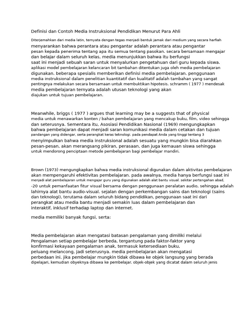 Definisi Media Instruksional dalam Pendidikan | PDF