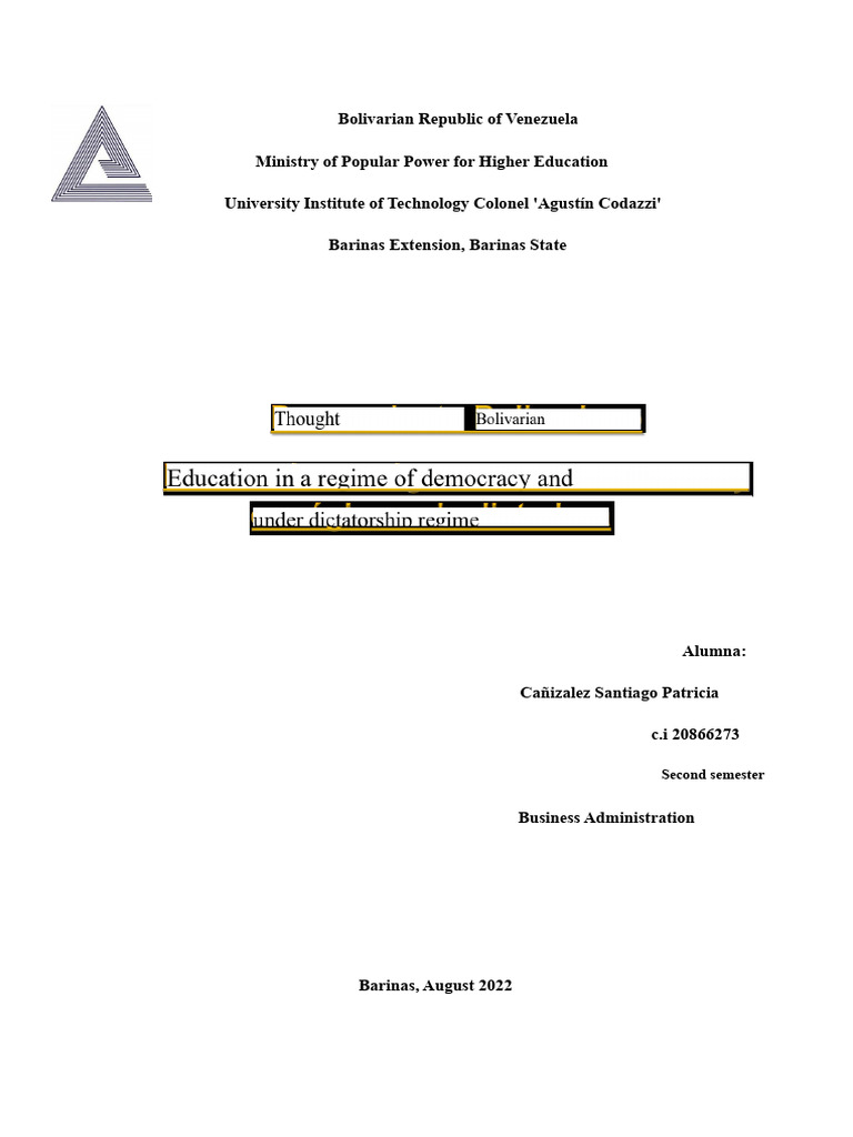 comparative table DEMOCRACY AND DICTATORSHIP | PDF
