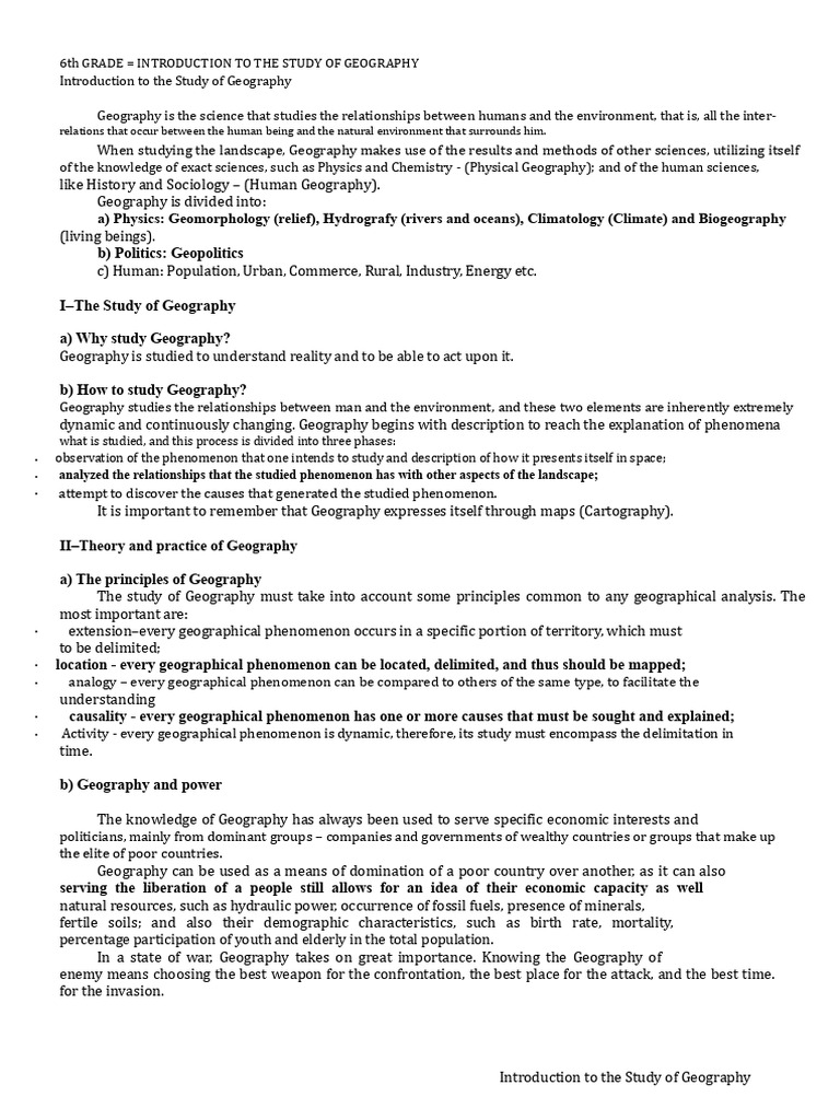 6th Grade Geography Study Guide | PDF | Geography | Science