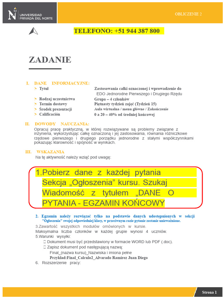 KALKULACJA 2 EGZAMIN KOŃCOWY UPN | PDF