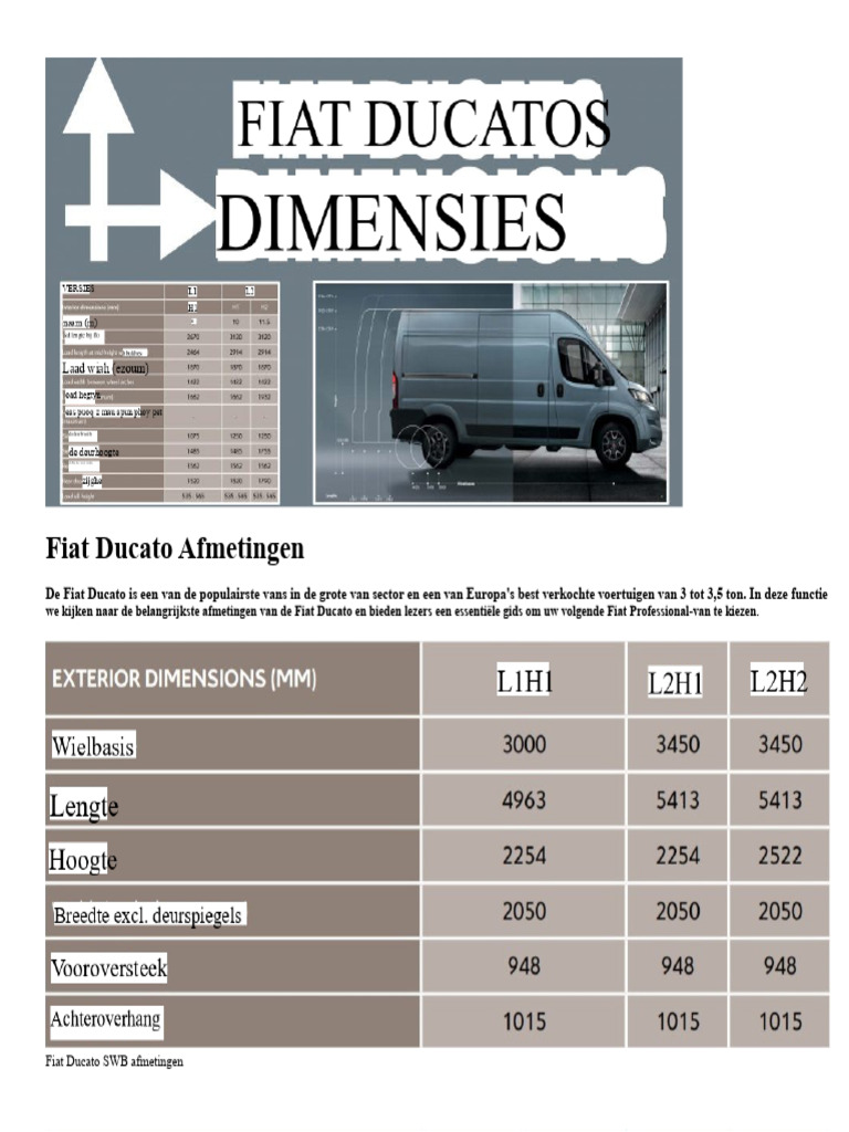 Fiat Ducato Afmetingen | PDF
