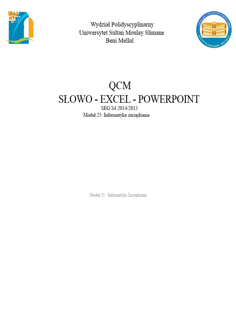 QCM - Microsoft Word - Excel - PowerPoint | PDF