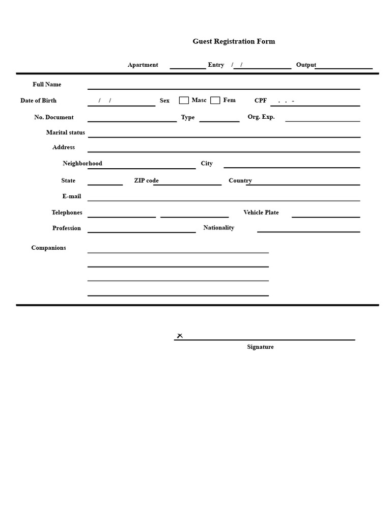 Guest Registration Form | PDF