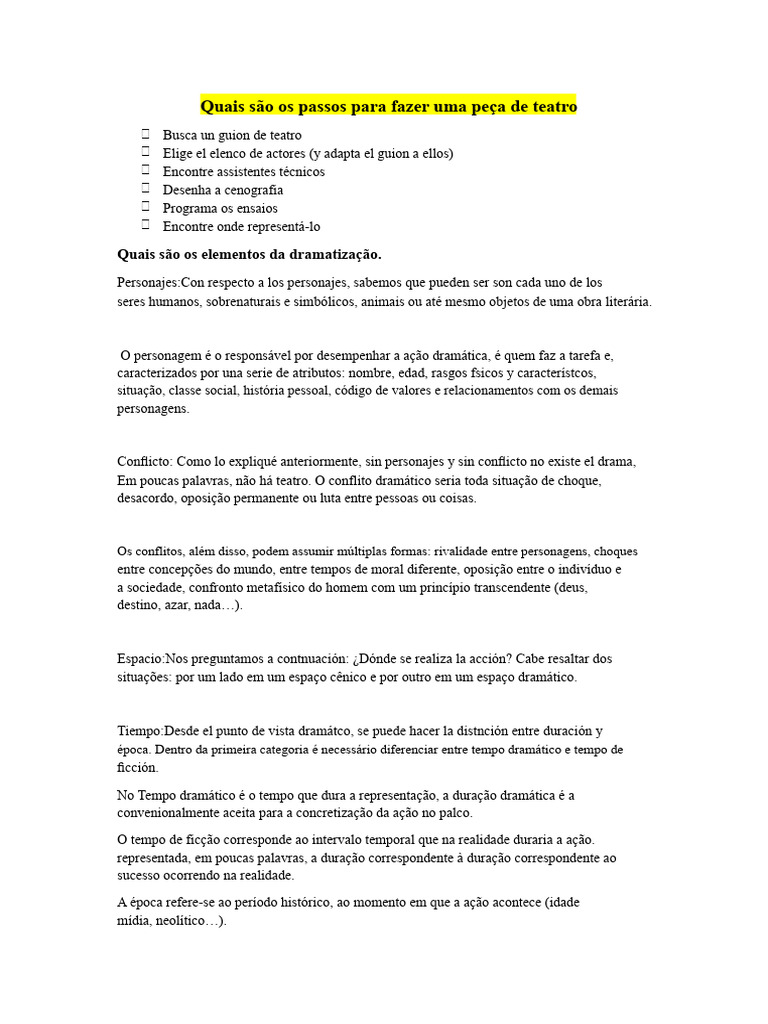 Como Produzir uma Peça de Teatro | PDF | Teatro | Tempo
