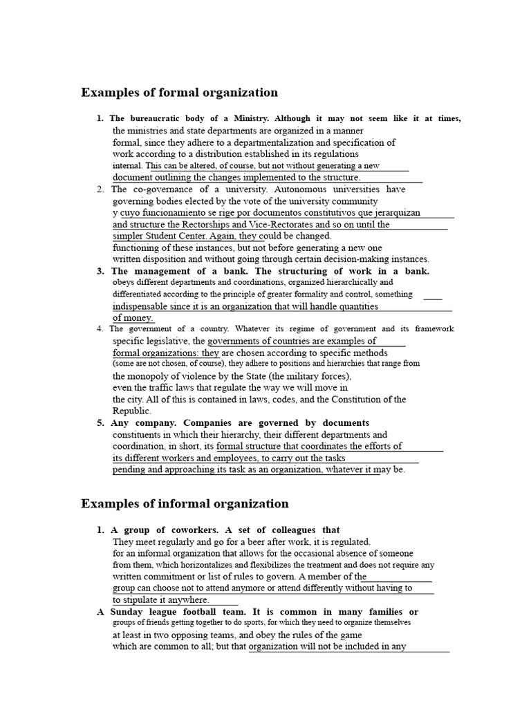 Examples of Formal and Informal Organization | PDF | Economies