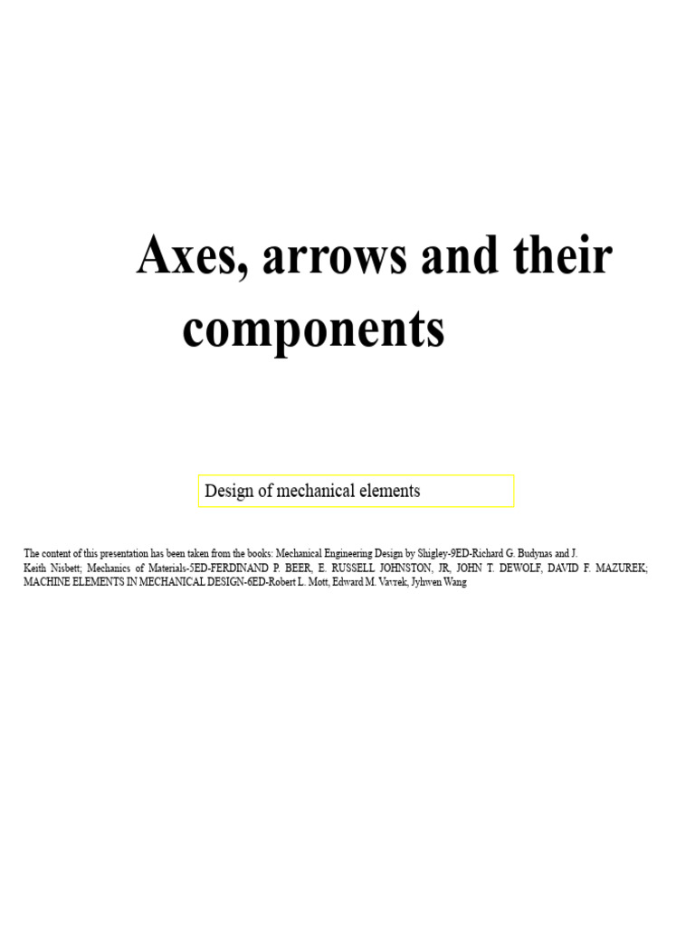 Mechanical Design of Axes and Arrows | PDF | Screw | Gear