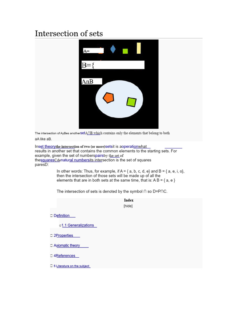 Intersection of Sets | PDF | Set (Mathematics) | Intersection (Set Theory)