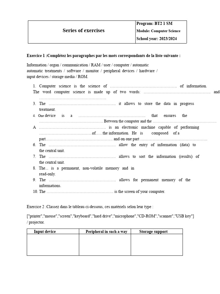 Exercises On Basic Concepts | PDF | Computer Data Storage | Computer Hardware