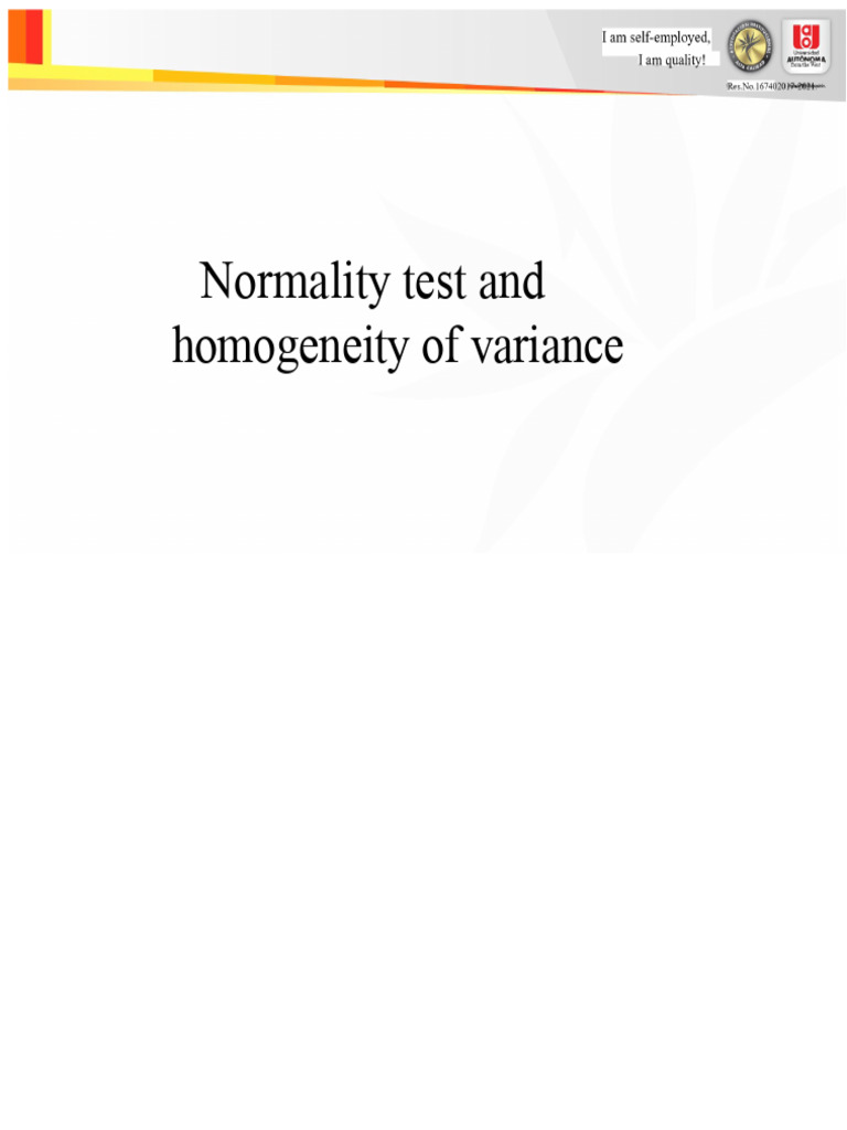 4. Test of normality and homogeneity of variance | PDF | Normal ...