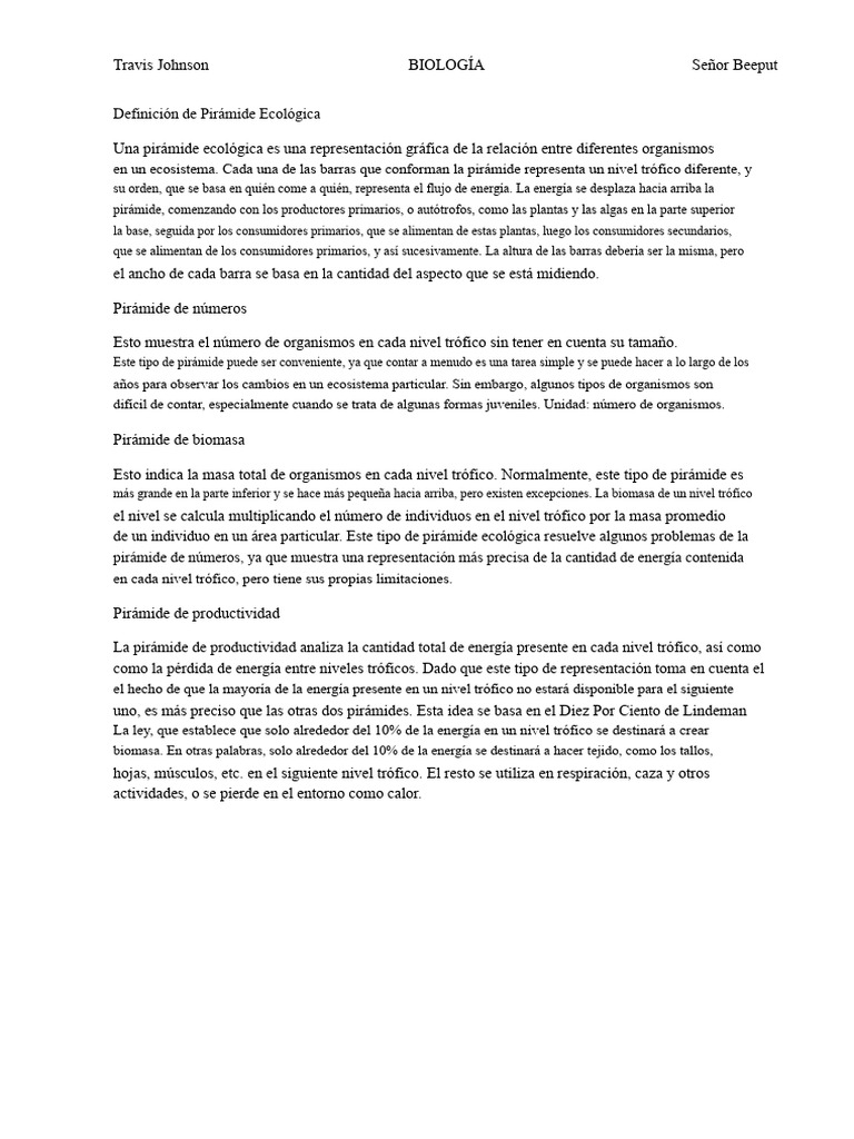 Pirámide Ecológica de Biología | PDF | Biomasa (Ecología) | Ecología