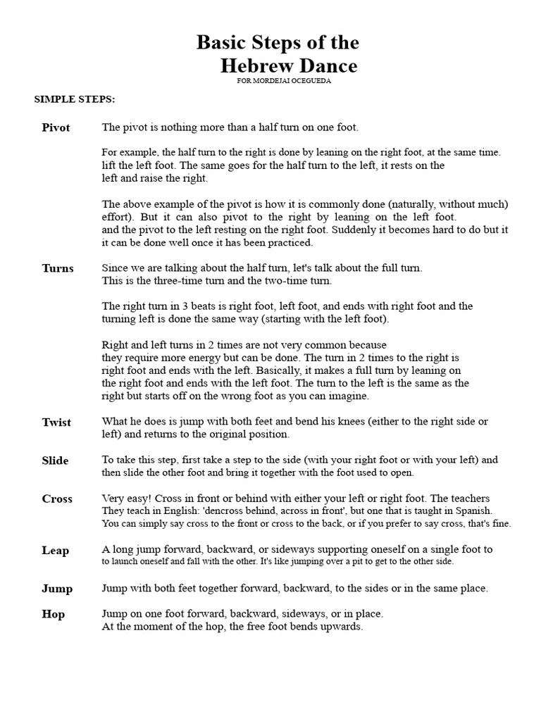 Hebrew Dance Basic Steps Guide | PDF | Foot