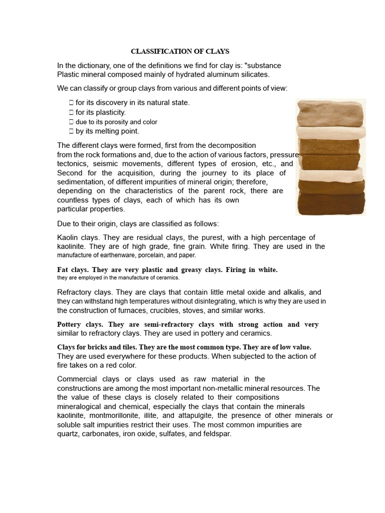 Classification of Clays | PDF | Clay | Refractory
