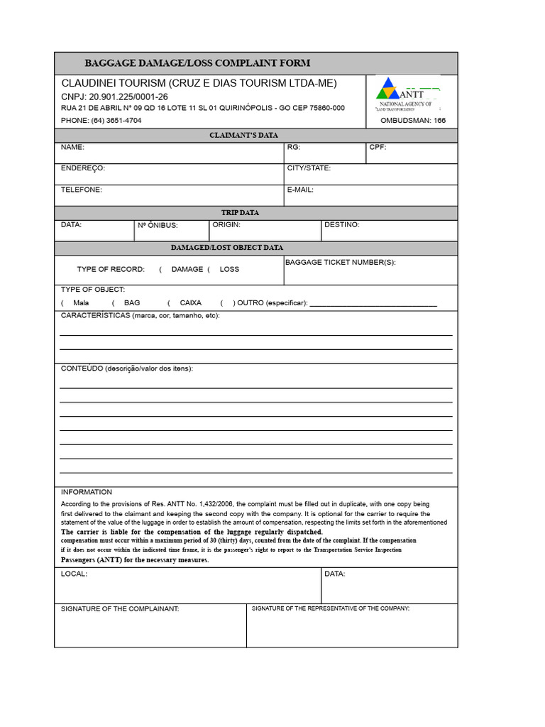 RIB Form ANTT | PDF