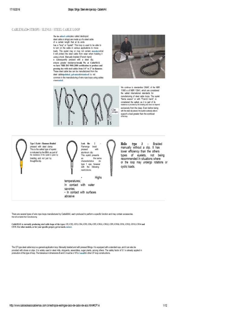 Straps - Slings - Steel Cable Loop - CableMAX | PDF | Wire | Corrosion