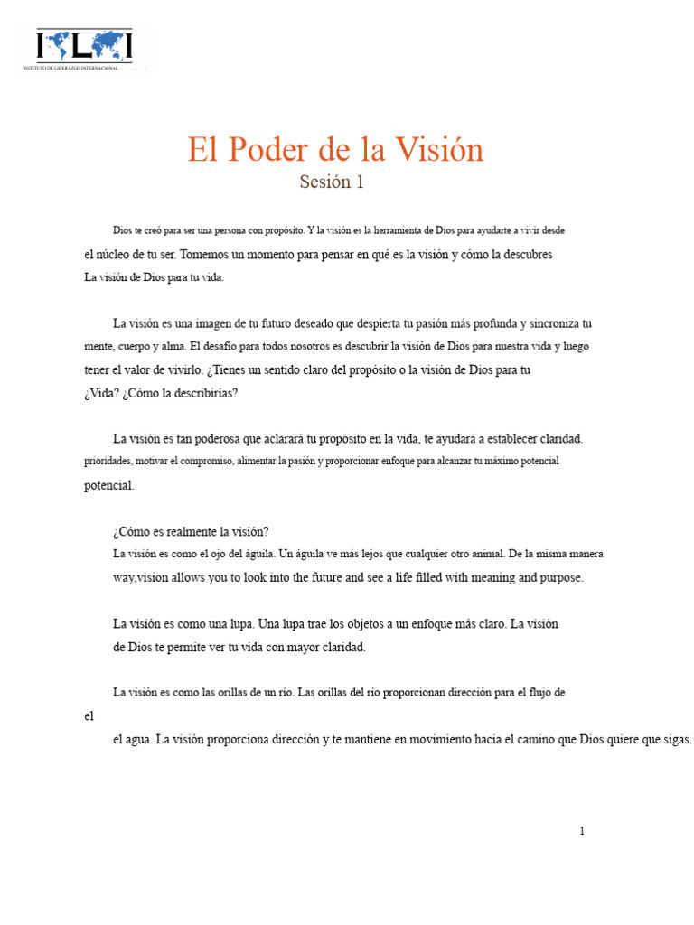 El Poder de La Visión - Sesión 1 | PDF