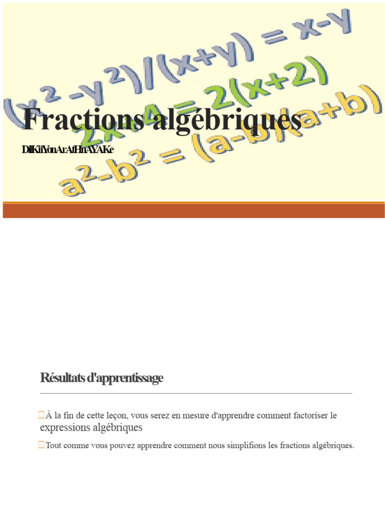 Simplification et opérations sur fractions algébriques | PDF | Division ...
