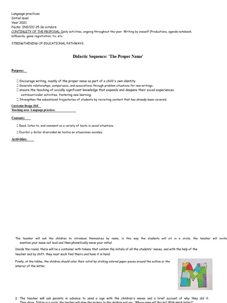 didactic sequence. proper name | PDF | Cognition | Behavior Modification