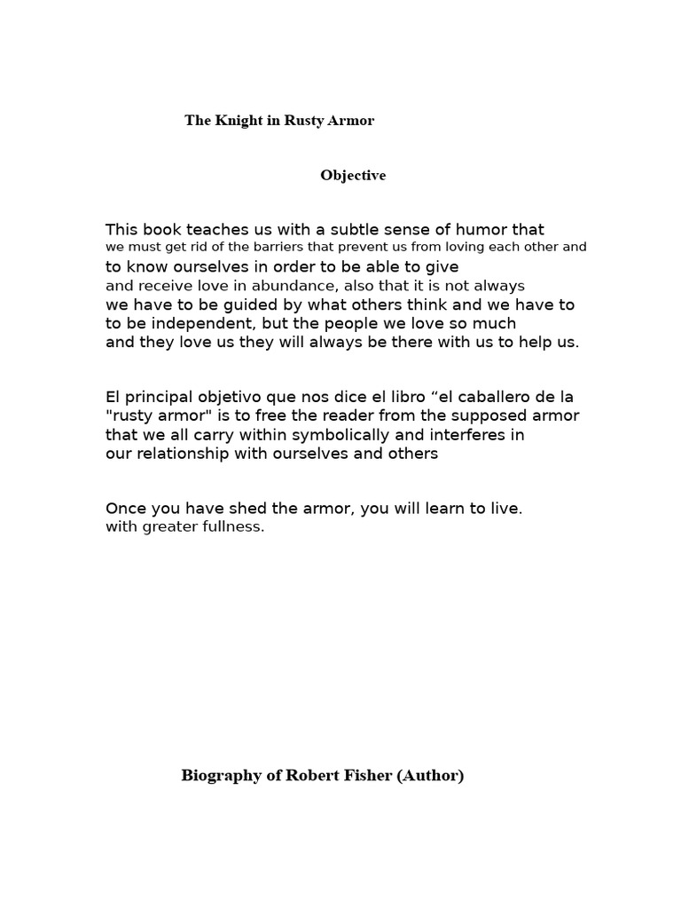 Summary of The Knight in Rusty Armor | PDF