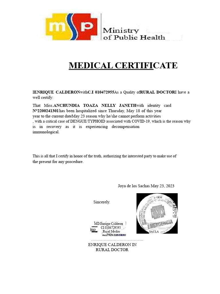 Medical Certificate.. | PDF