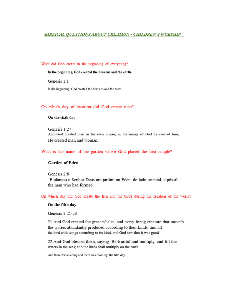 What God Created in The Beginning of Everything | PDF | Genesis ...