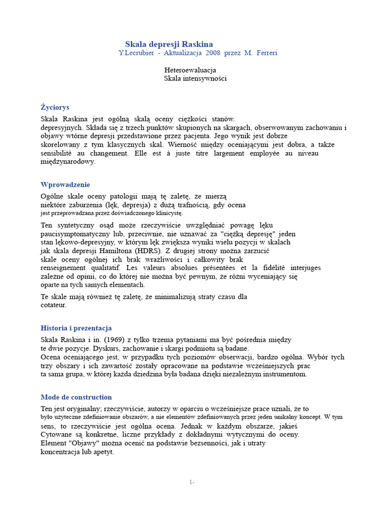 DEPRESJA_RASKIN | PDF