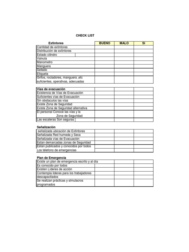 Checklist de Seguridad en Emergencias | PDF