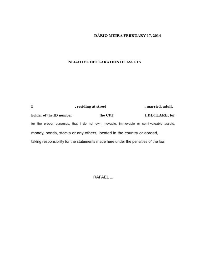 Declaration of Assets | PDF