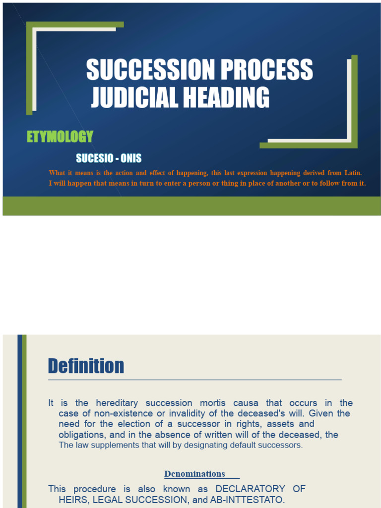 JUDICIAL INTESTATE SUCCESSION PROCESS | PDF | Intestacy | Inheritance