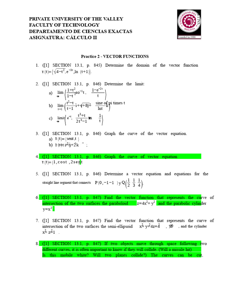 PRACTICE 2 VECTOR FUNCTIONS (Autosave) | PDF | Curvature | Acceleration