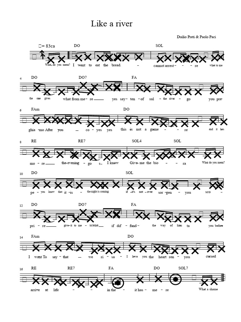 Like a River (Duilio Preti and Paolo Paci) sheet music | PDF