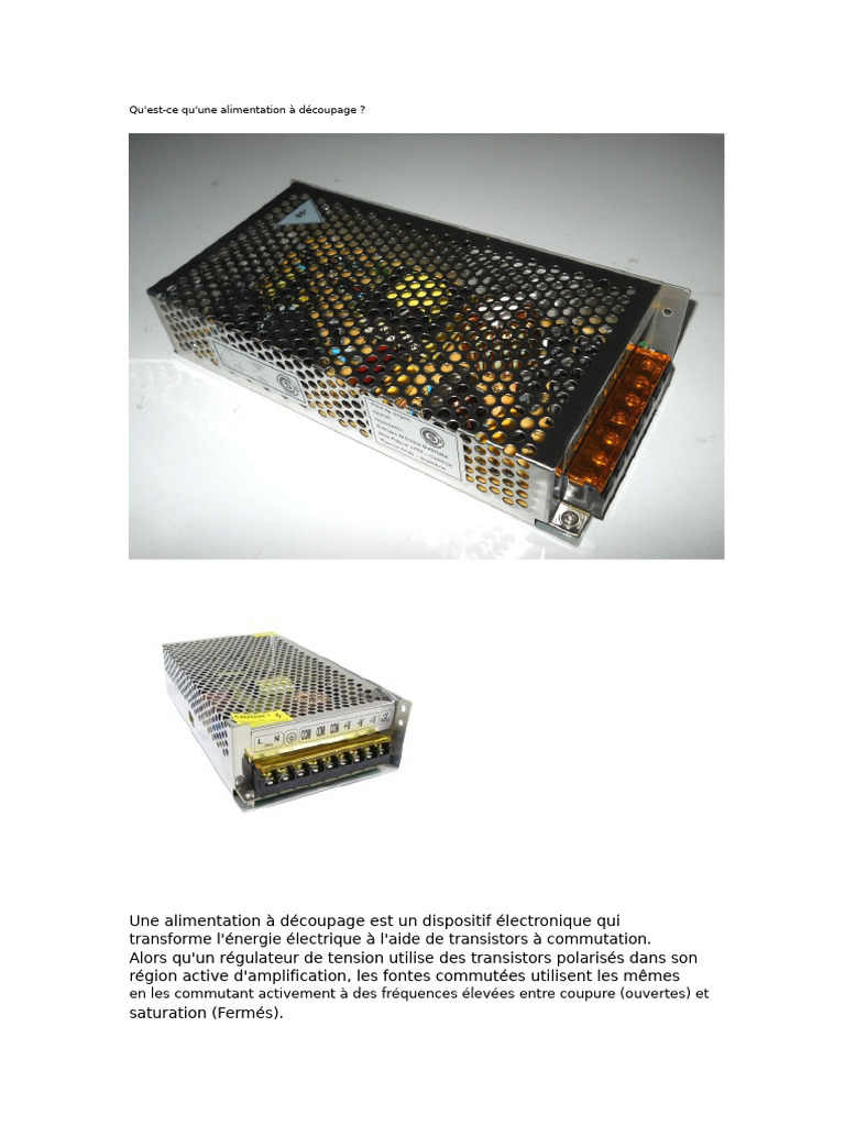 Alimentation à découpage : fonctionnement et avantages | PDF | Filtre ...